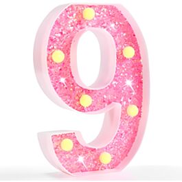 Steel Marquee Letter Number 9 Nine Pink Color Shiny Shimmering High-End ...