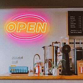 Oval Neon Open Sign For Business
