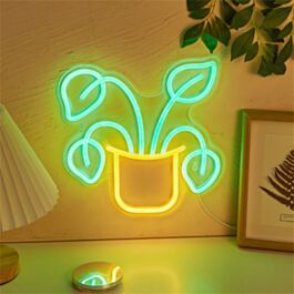 Potted Four Leaf Grass LED Neon Sign