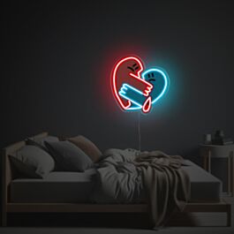 Sadly Huging Broken Heart LED Neon Acrylic Artwork