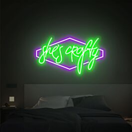 She Is Crafty Neon Sign Light Office Living Room Wall Art Decor