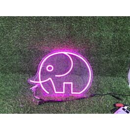 Simple Elephant Line Drawing Pink LED Neon Sign