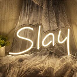 Slay White LED Neon Sign