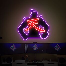Street Fighter Led Uv Neon Sign Akuma With Printing Acrylic Backboard