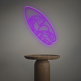 Surfboard With Sun And Wave LED Neon Sign