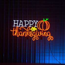 Thankful Grateful And Blessed Led Neon Sign Thanksgiving Pumpkin Led ...
