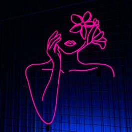 Woman Girl Flower Neon Led Light Womanr Bar Hanging Led Neon Sign Light Bar